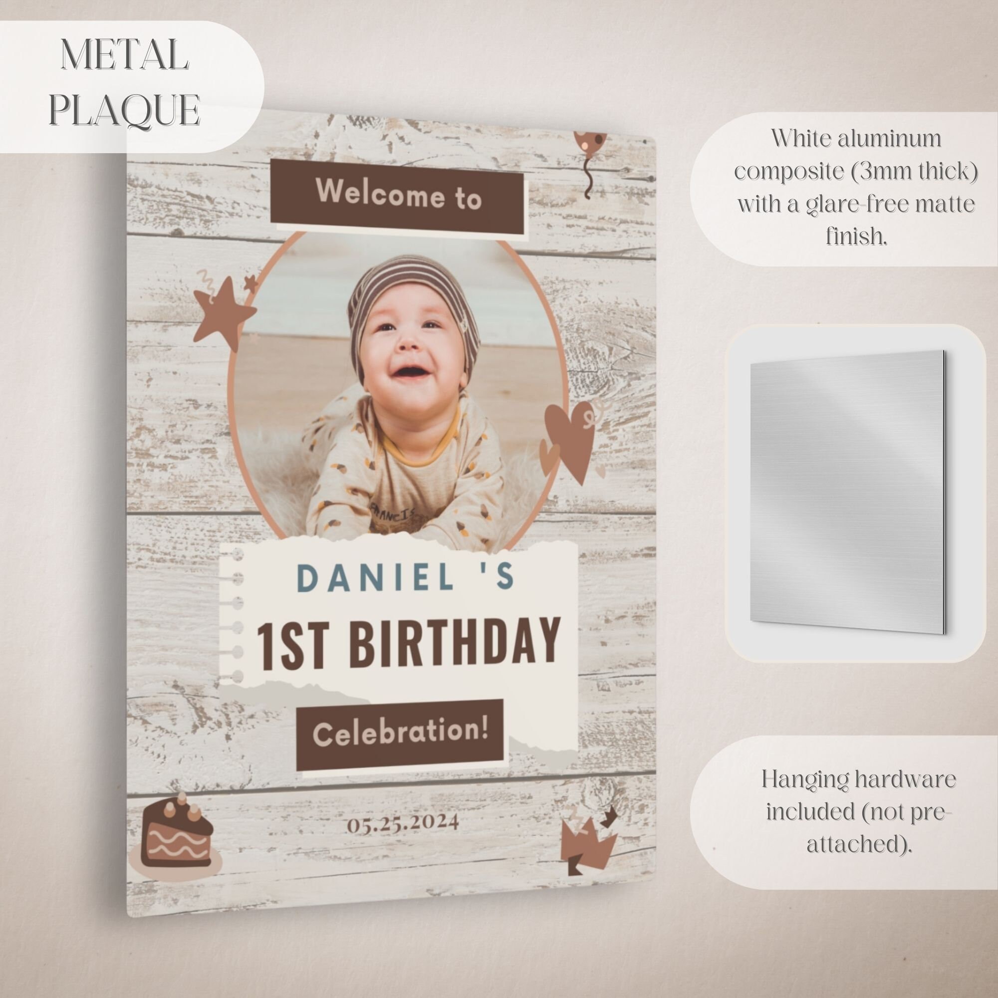 First Birthday Photo Welcome Sign, Custom Photo 1st Birthday Sign, Baby ...