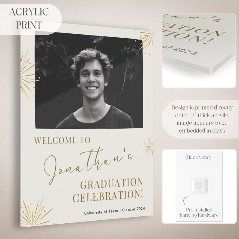 Custom Acrylic Graduation Party Welcome Sign With Photo, Class of 2024 ...