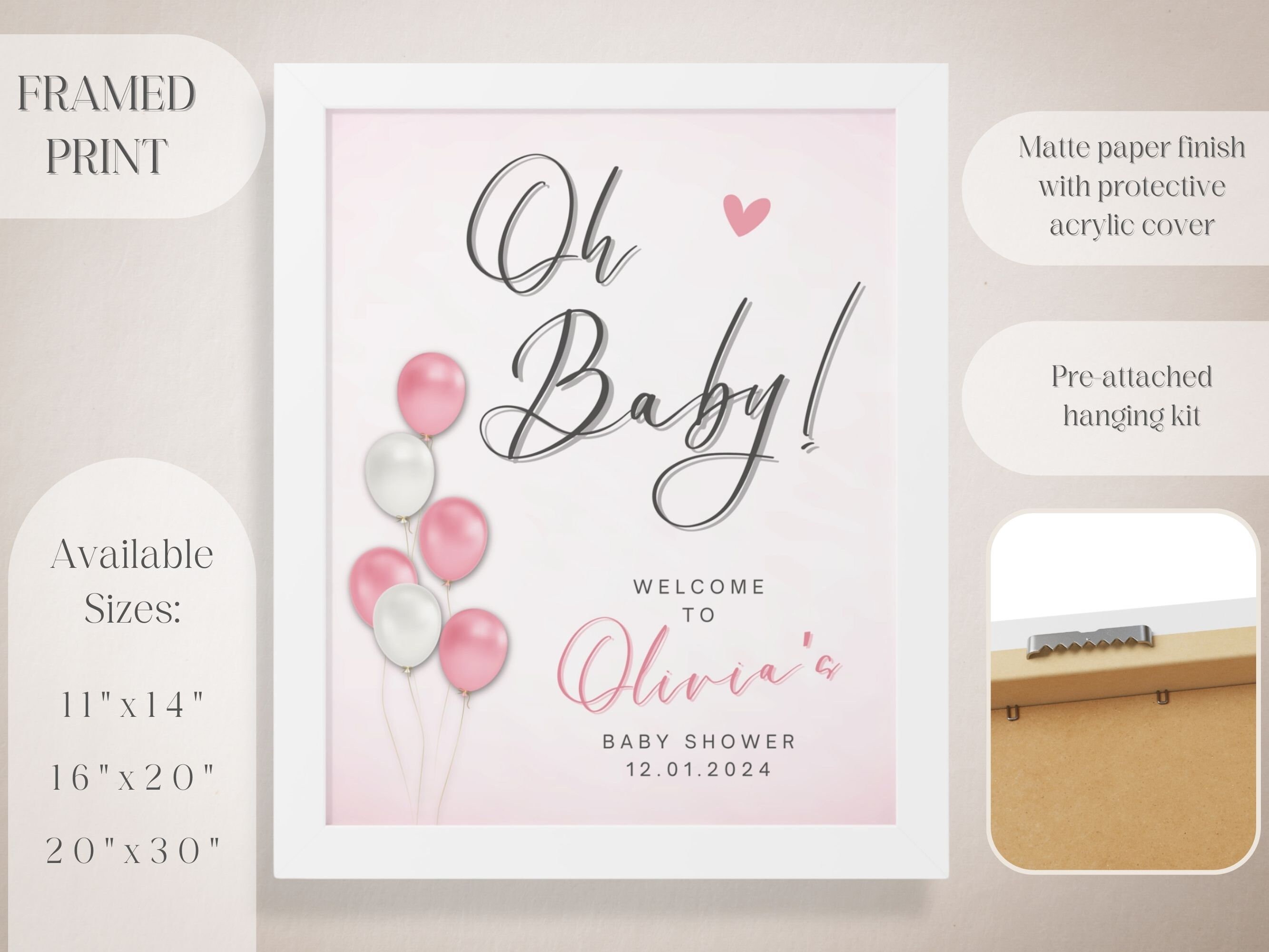 Personalized Acrylic Baby Shower Sign, Custom Baby Shower Welcome Sign ...