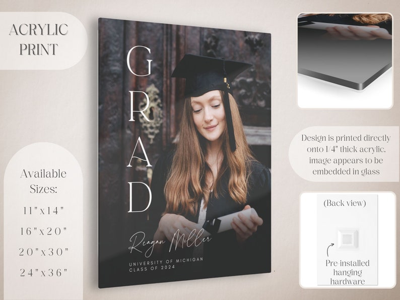 Graduation Party Welcome Sign, Class of 2024 Acrylic Graduation Poster ...