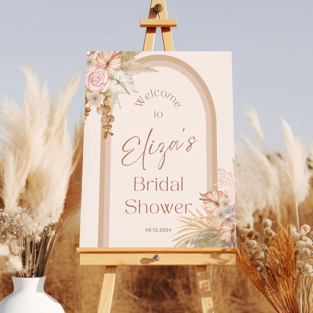 Acrylic Bridal Shower Welcome Sign, Custom Wedding Shower Decor, Boho ...