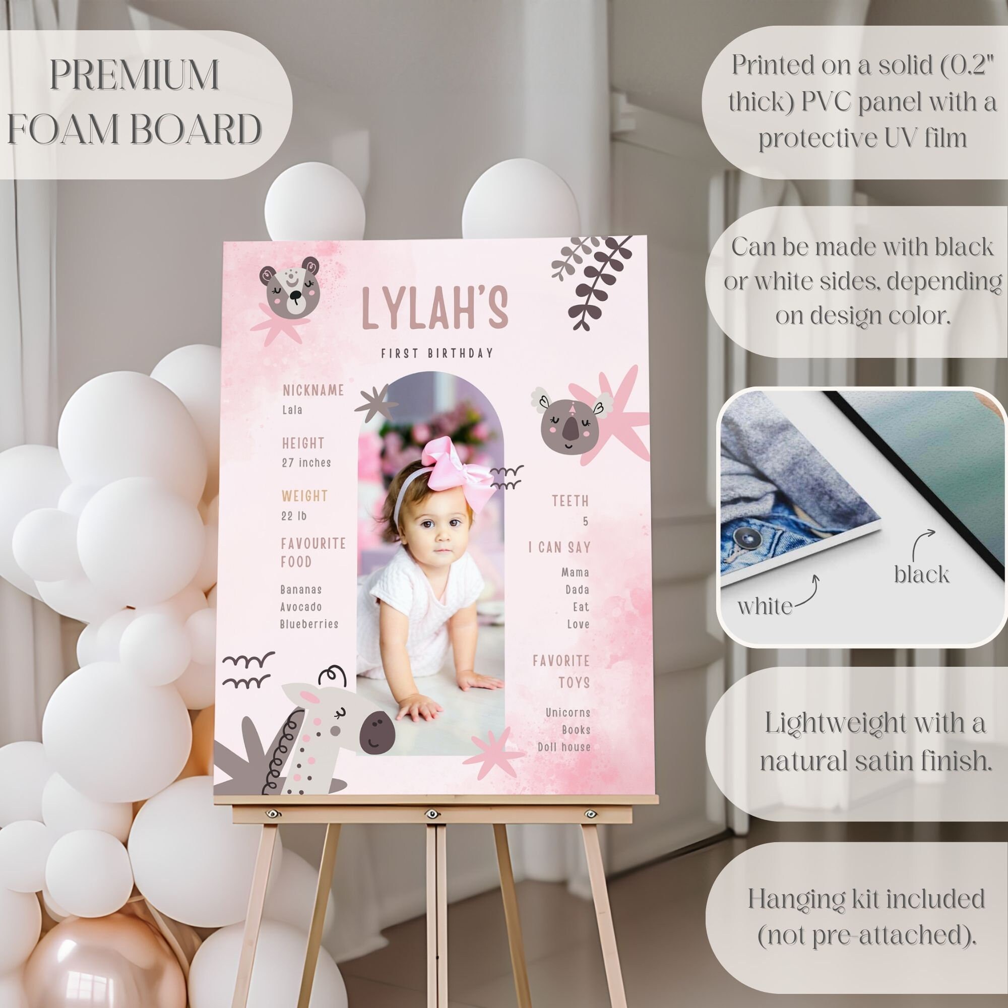 First Birthday Photo Welcome Sign, Custom Photo 1st Birthday Sign, Baby ...