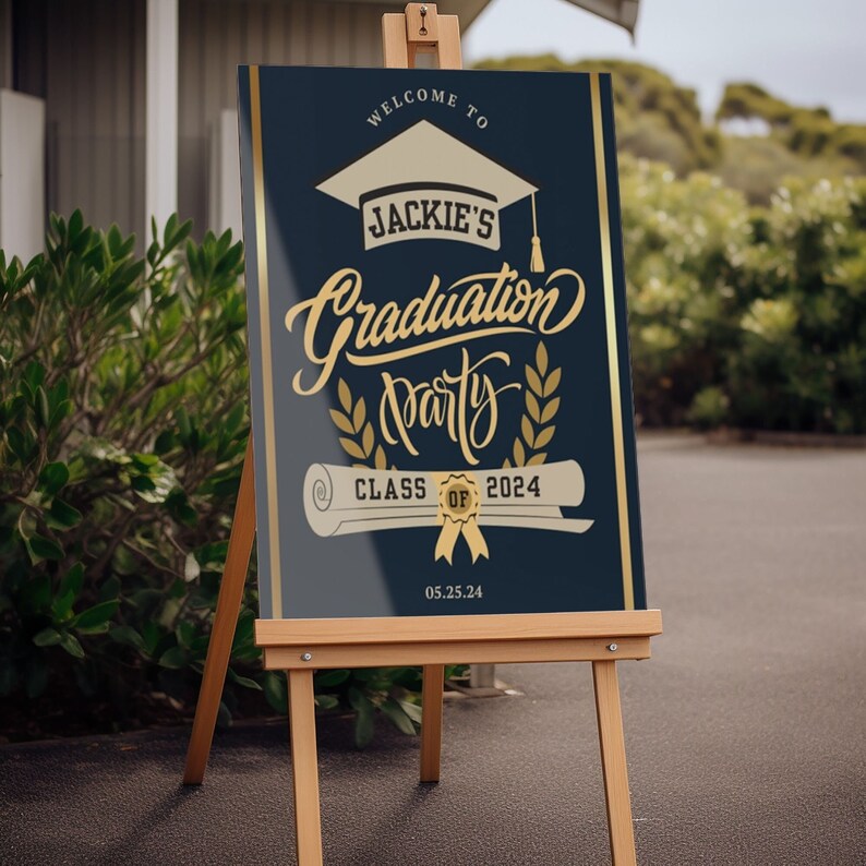 Acrylic Graduation Party Welcome Sign, Class of 2024 Graduation Poster ...