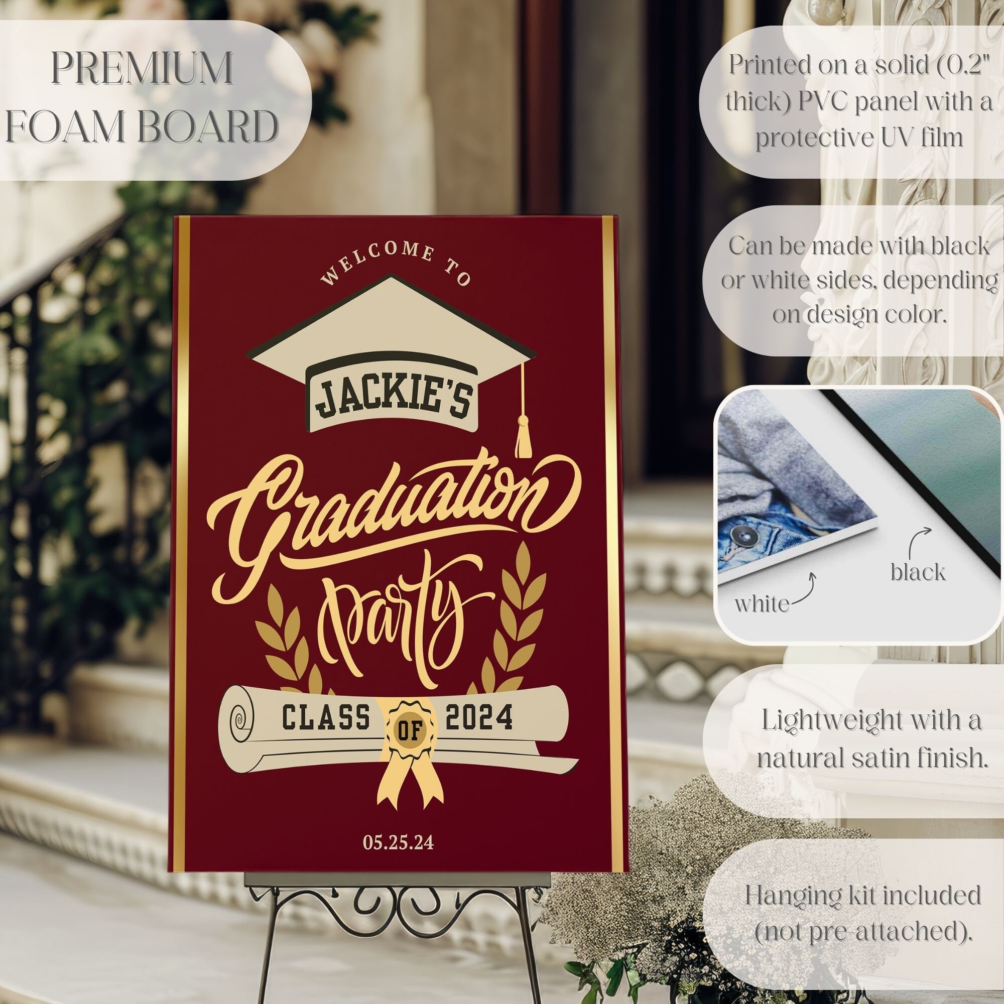 Acrylic Graduation Party Welcome Sign, Class of 2024 Graduation Poster ...