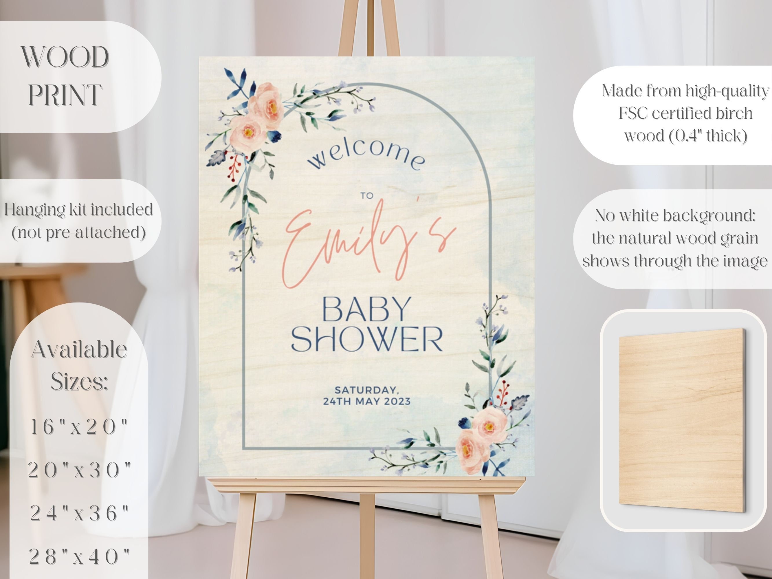 Personalized Acrylic Baby Shower Sign, Custom Foam Board Baby Shower ...