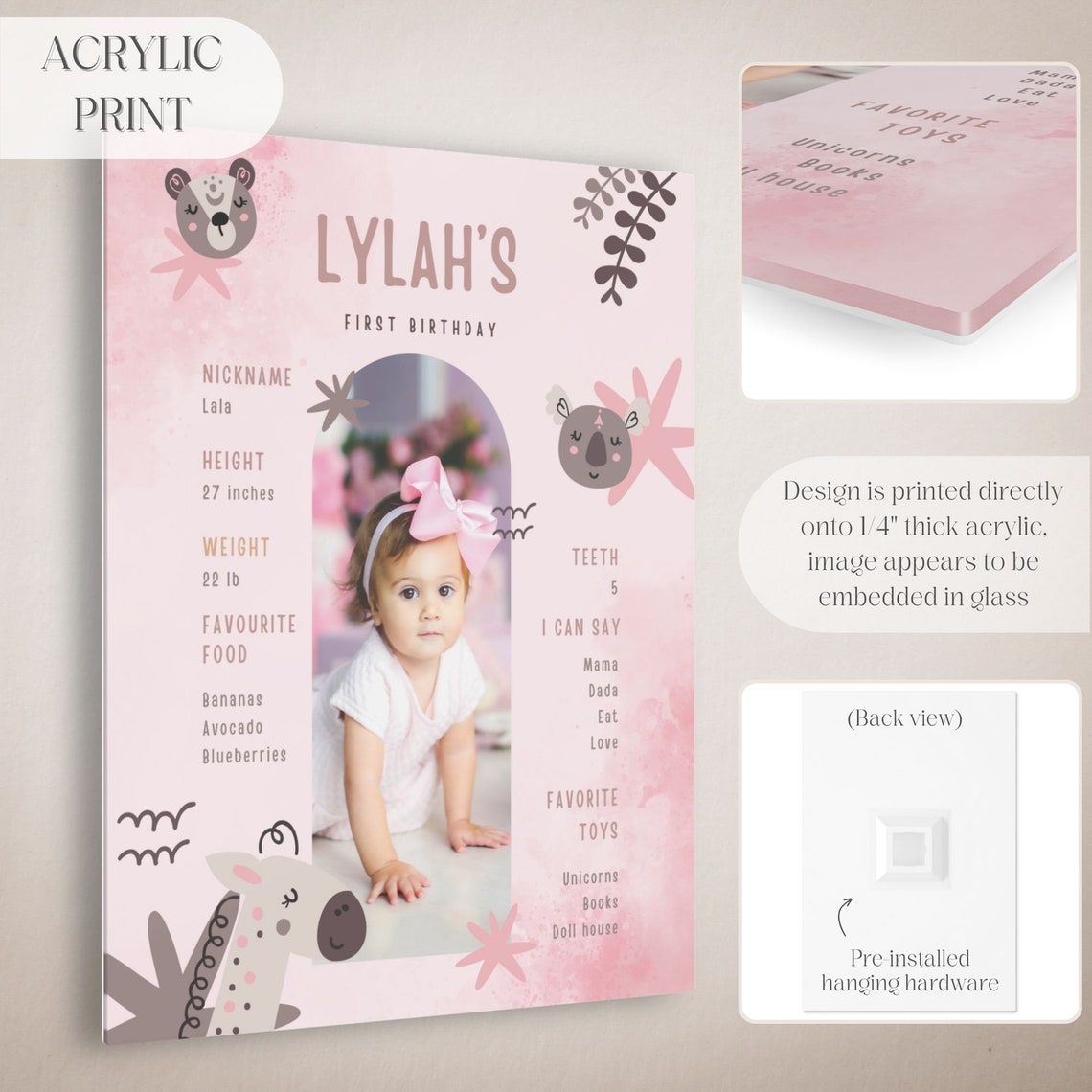 First Birthday Photo Welcome Sign, Custom Photo 1st Birthday Sign, Baby ...