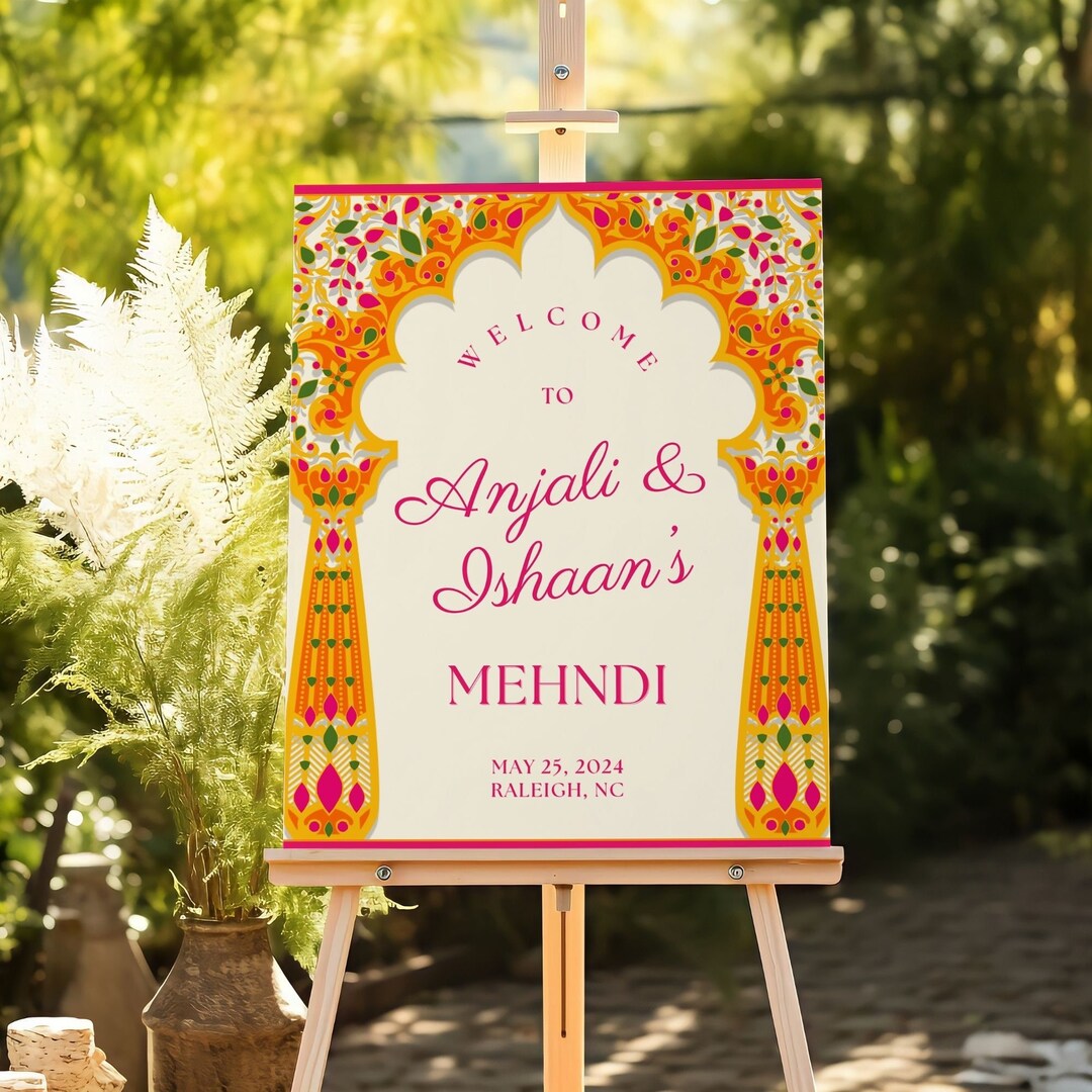 Indian Wedding Sign, Mehndi Decor, Sangeet Welcome Sign, Haldi Welcome ...