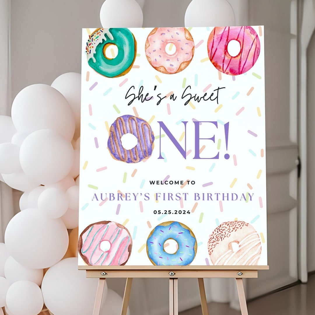 Sweet One First Birthday Acrylic Welcome Sign, Foam Board 1st Birthday ...