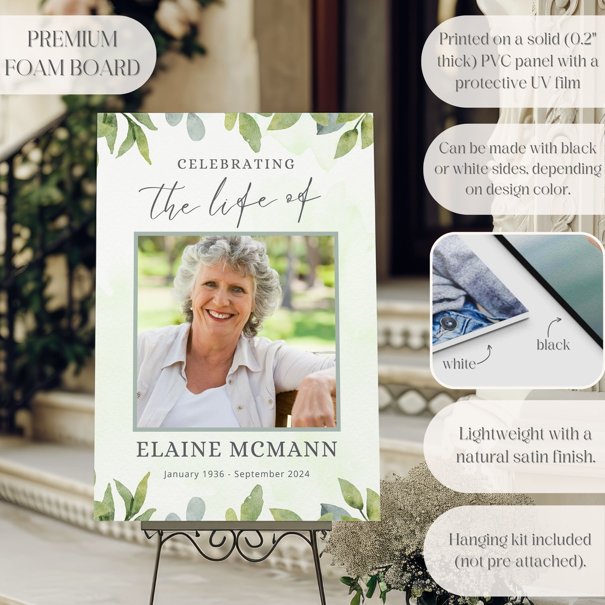 Celebration of Life Poster With Photo, Acrylic Memorial Sign, Funeral ...