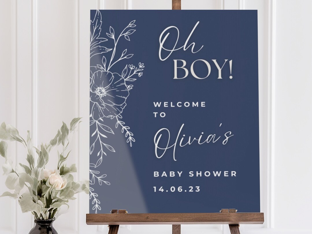 Oh Boy Acrylic Baby Shower Sign, Custom Foam Board Baby Shower Welcome ...