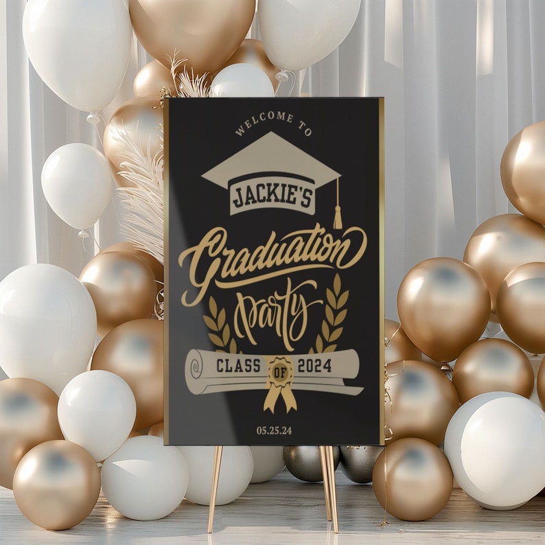 Acrylic Graduation Party Welcome Sign, Class of 2024 Graduation Poster ...