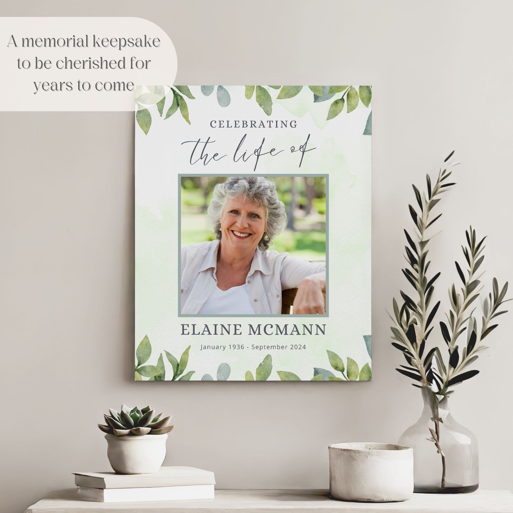 Celebration of Life Poster With Photo, Acrylic Memorial Sign, Funeral ...