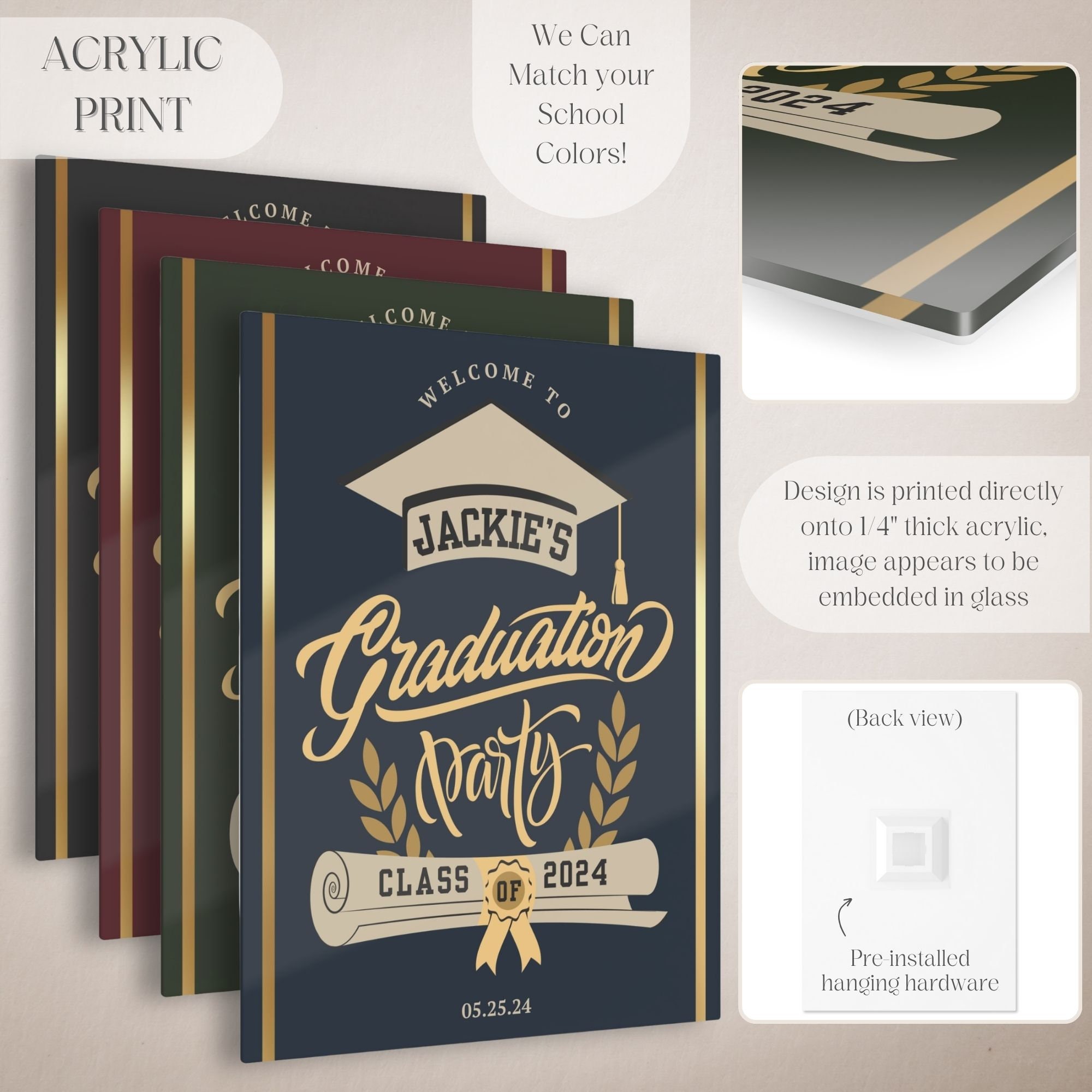 Acrylic Graduation Party Welcome Sign, Class of 2024 Graduation Poster ...