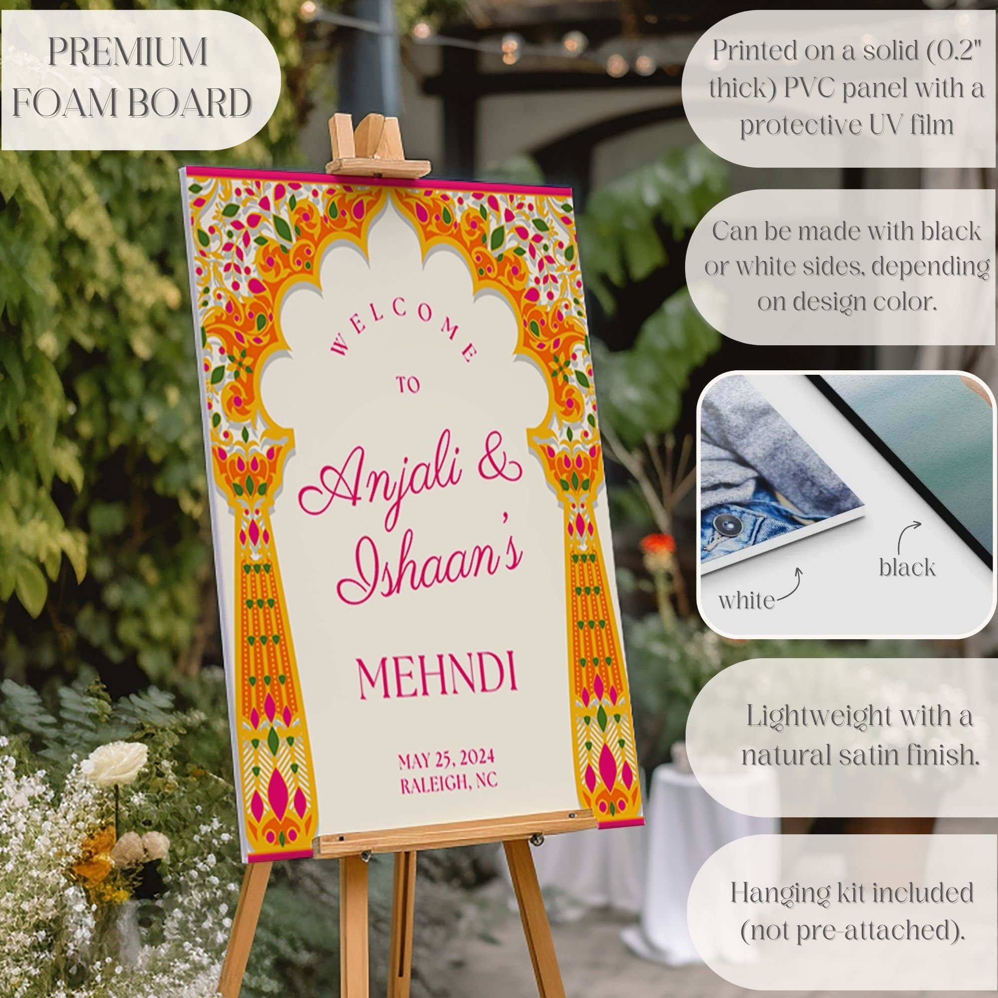 Indian Wedding Sign, Mehndi Decor, Sangeet Welcome Sign, Haldi Welcome ...