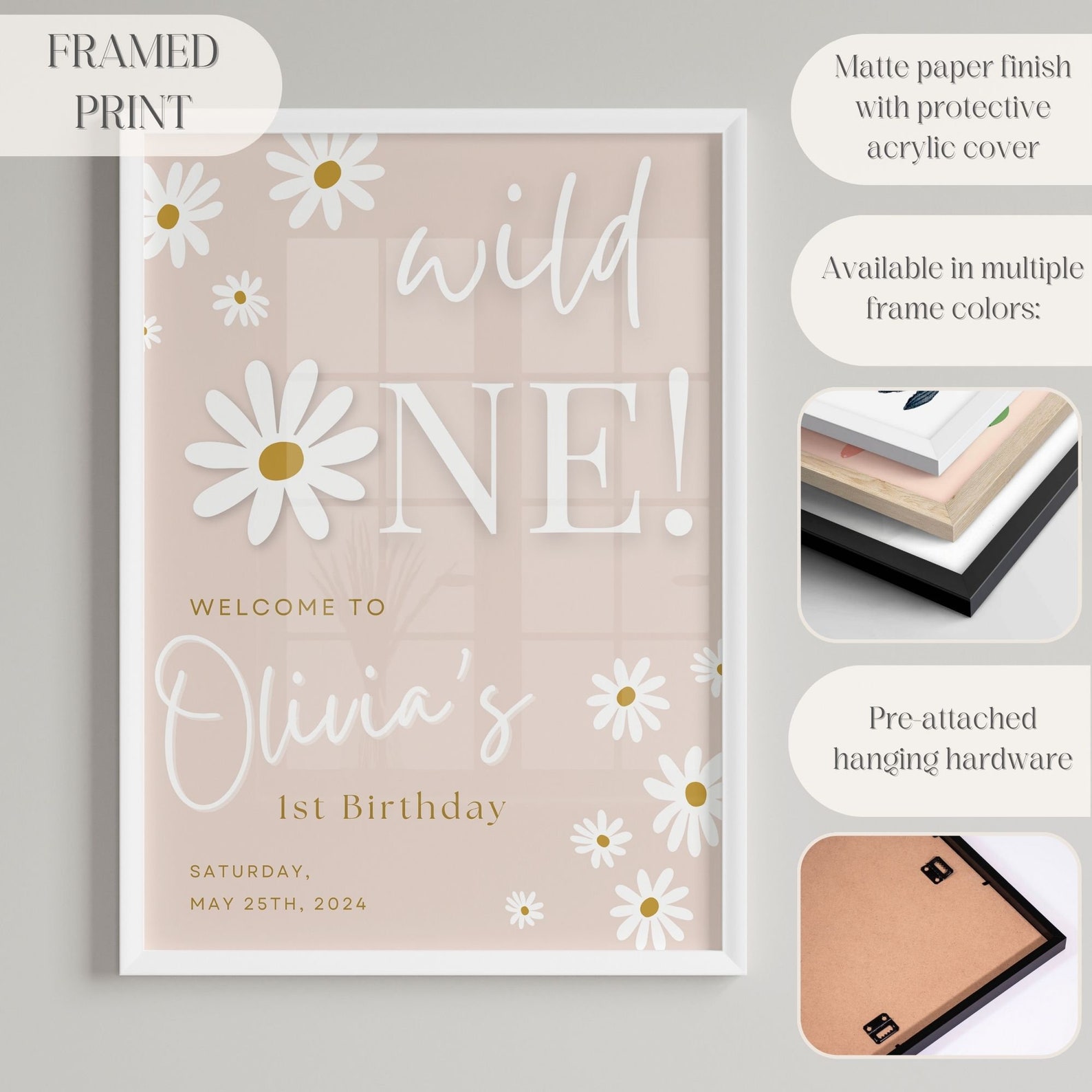 Wild One First Birthday Acrylic Welcome Sign, Foam Board 1st Birthday ...