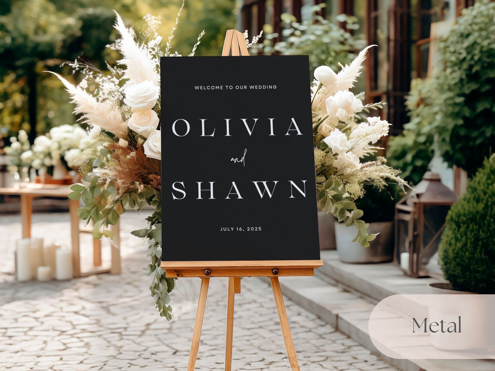 Black Acrylic Wedding Sign, Personalized Wedding Entrance Sign, Modern ...