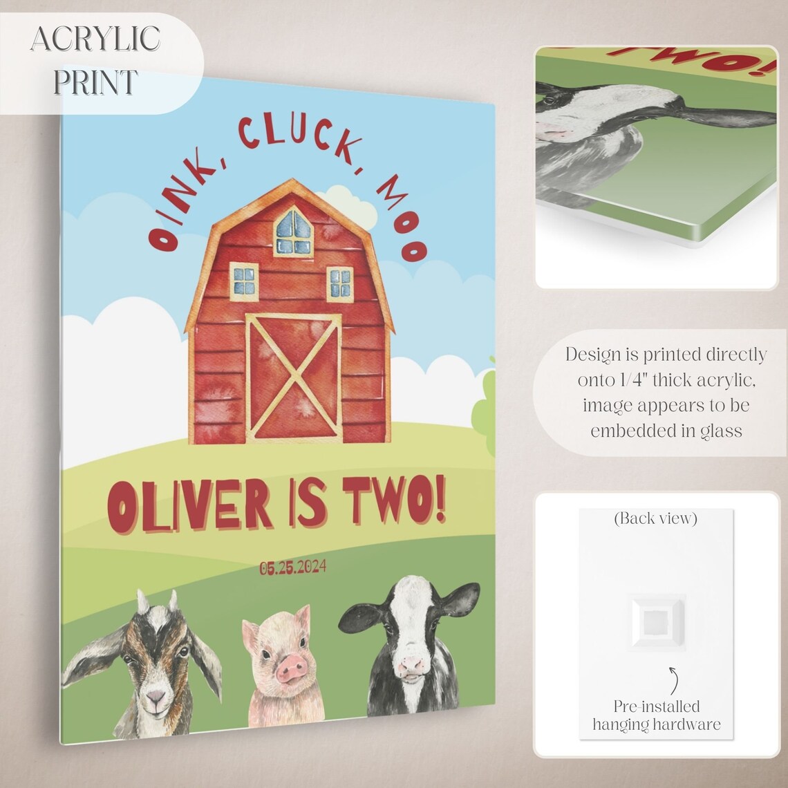 Farm Birthday Acrylic Welcome Sign, Farm Animal Birthday Sign, Toddler ...