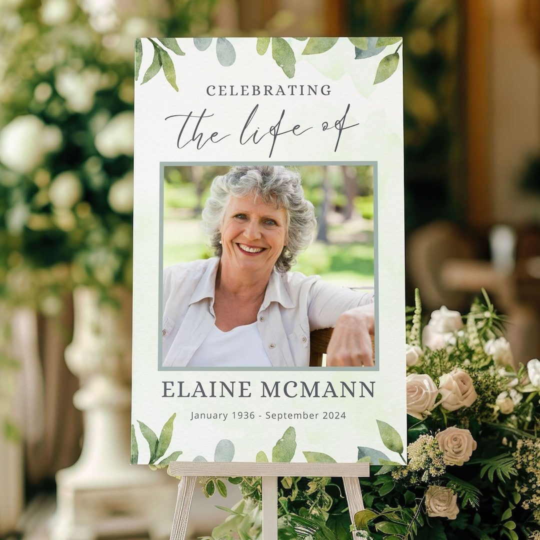 Celebration of Life Poster With Photo, Acrylic Memorial Sign, Funeral ...