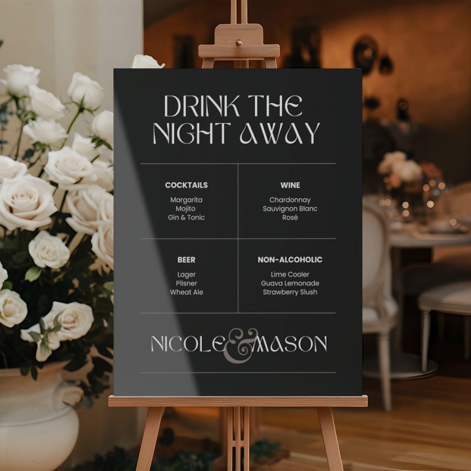 Custom Signature Drink Sign, Black Acrylic Bar Sign for Wedding ...