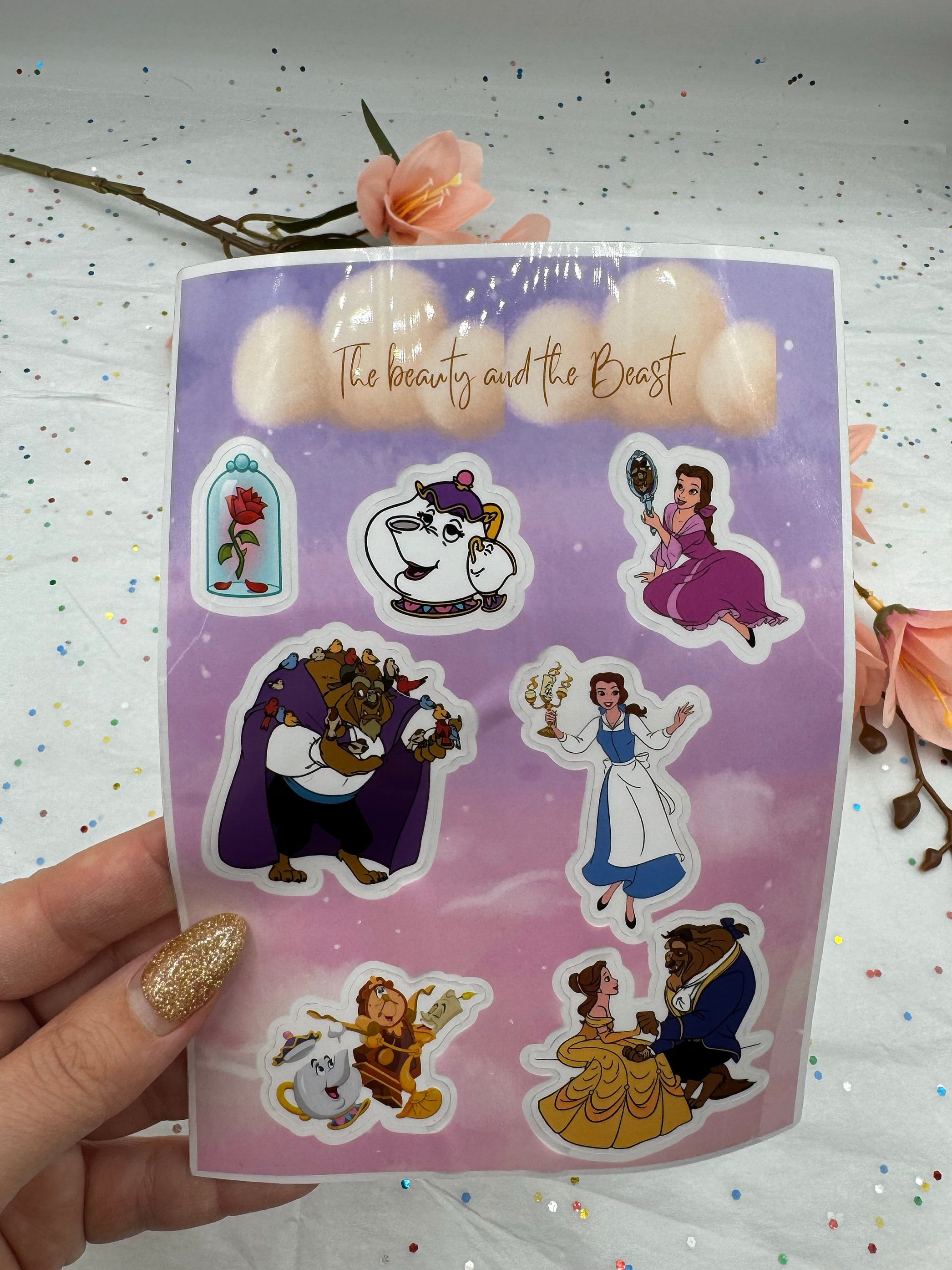 Beauty And The Beast Sticker Sheet Etsy Uk