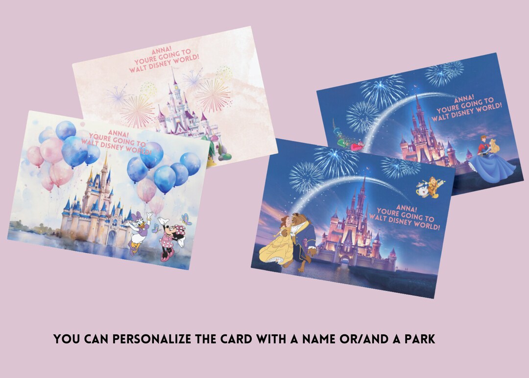 Personalize Cards for Invitation to Disney World- Card With Envelop - Etsy