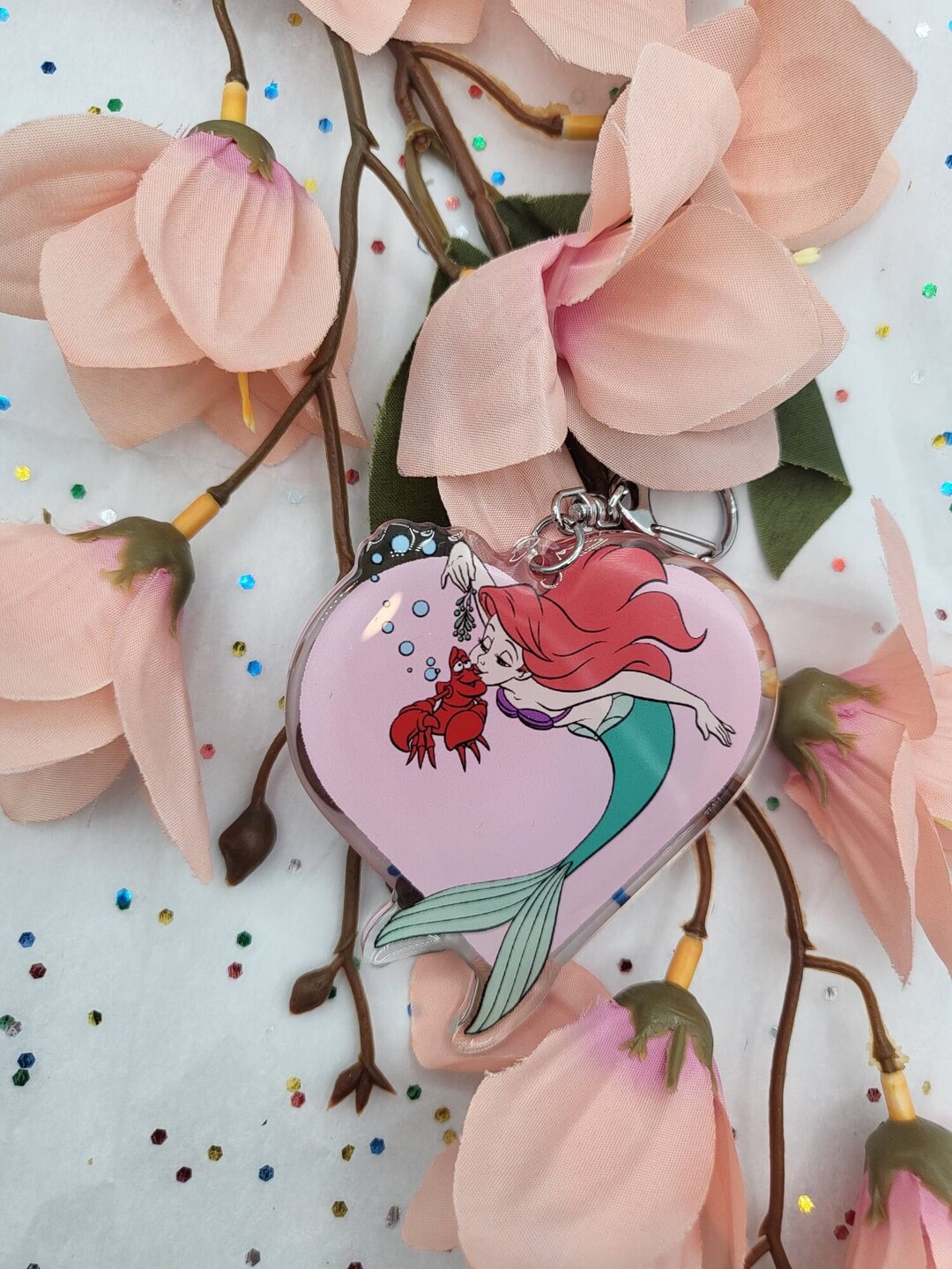 Ariel and Sebastian Keychain Double Side Epoxy - Etsy
