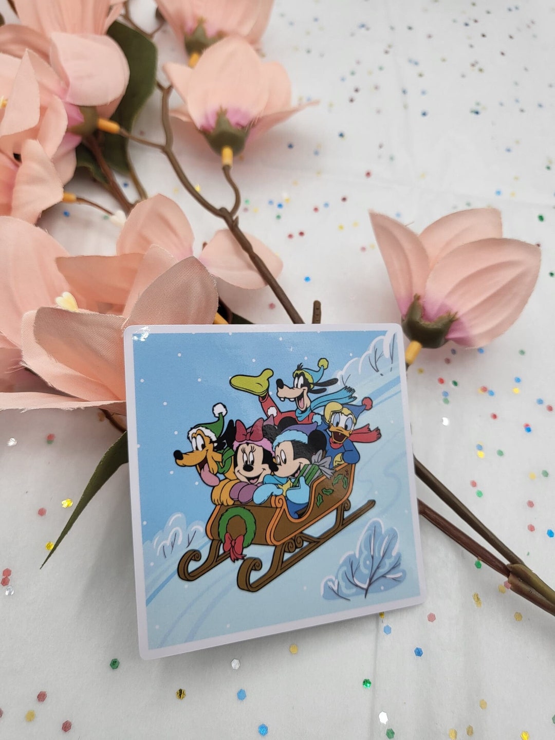Mickey and Friends Sled- Disney Christmas Sticker - Etsy