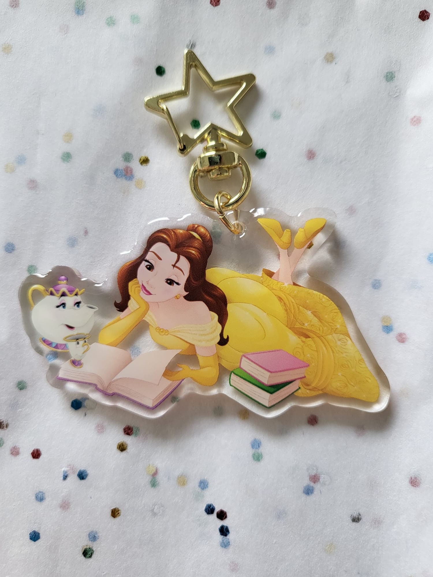 Belle Disney Epoxy Keychain the Beauty and the Beast Keychain - Etsy