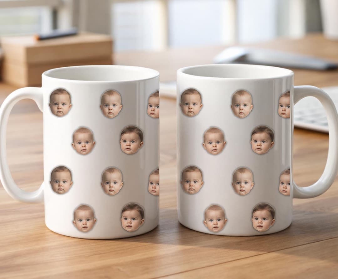 Personalized Kids Face Mug, Family Photo Coffee Cup, Gift for Mom - Etsy