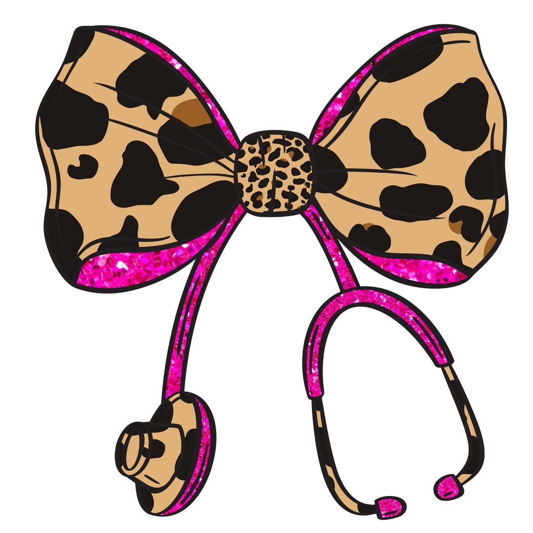 Animal Print Bow Stethoscope Clipart Bundle: Nurse Medical Design ...