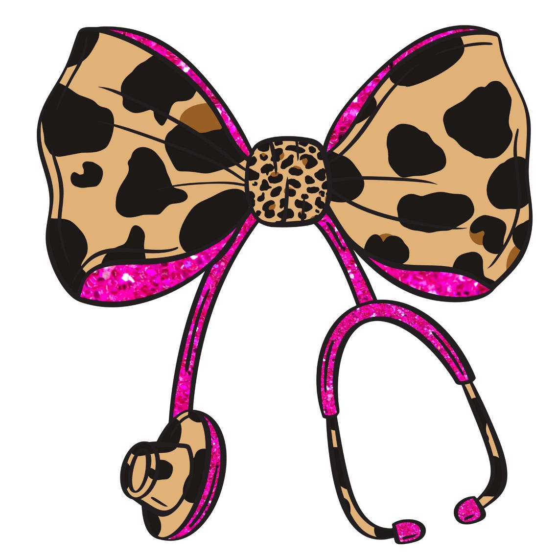 Animal Print Bow Stethoscope Clipart Bundle: Nurse Medical Design ...