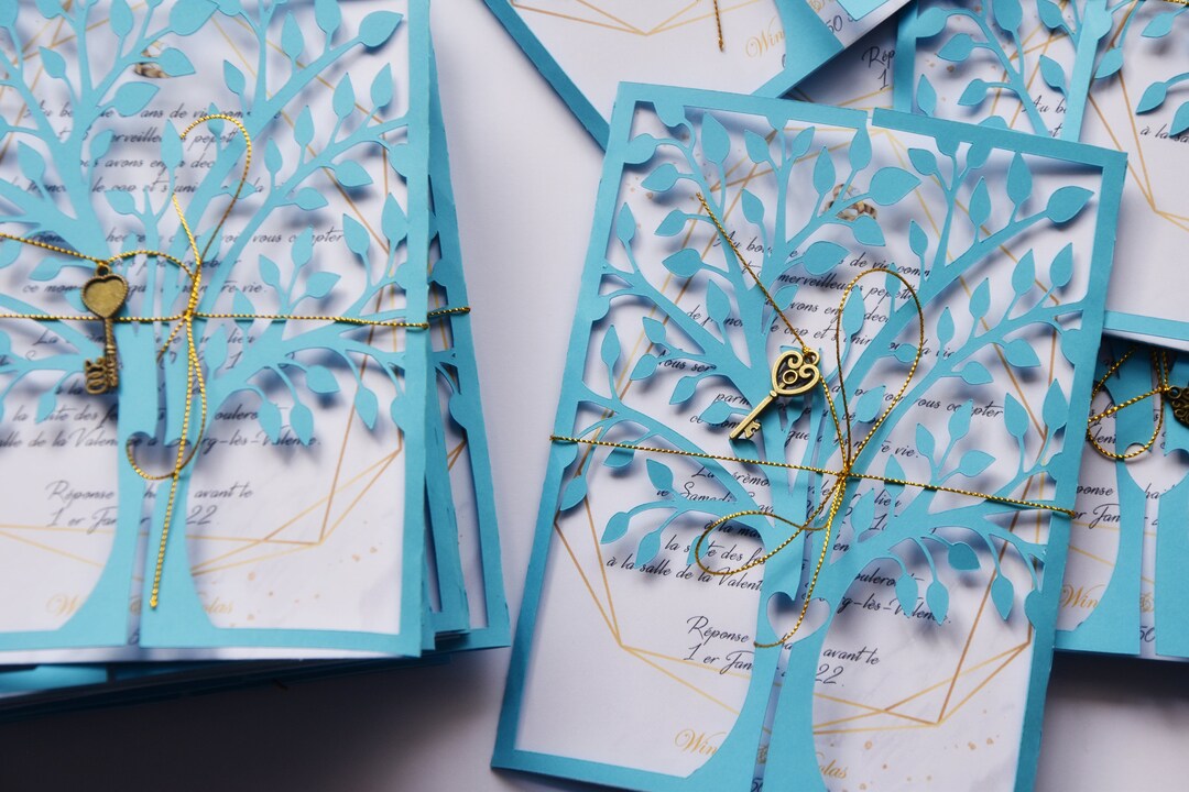 Blue Tree of Life Wedding Invitation - Etsy