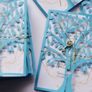 Blue Tree of Life Wedding Invitation - Etsy