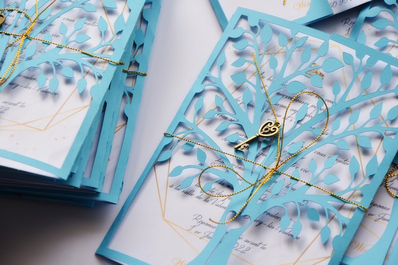 Blue Tree of Life Wedding Invitation - Etsy