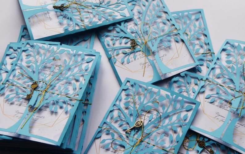 Blue Tree of Life Wedding Invitation - Etsy