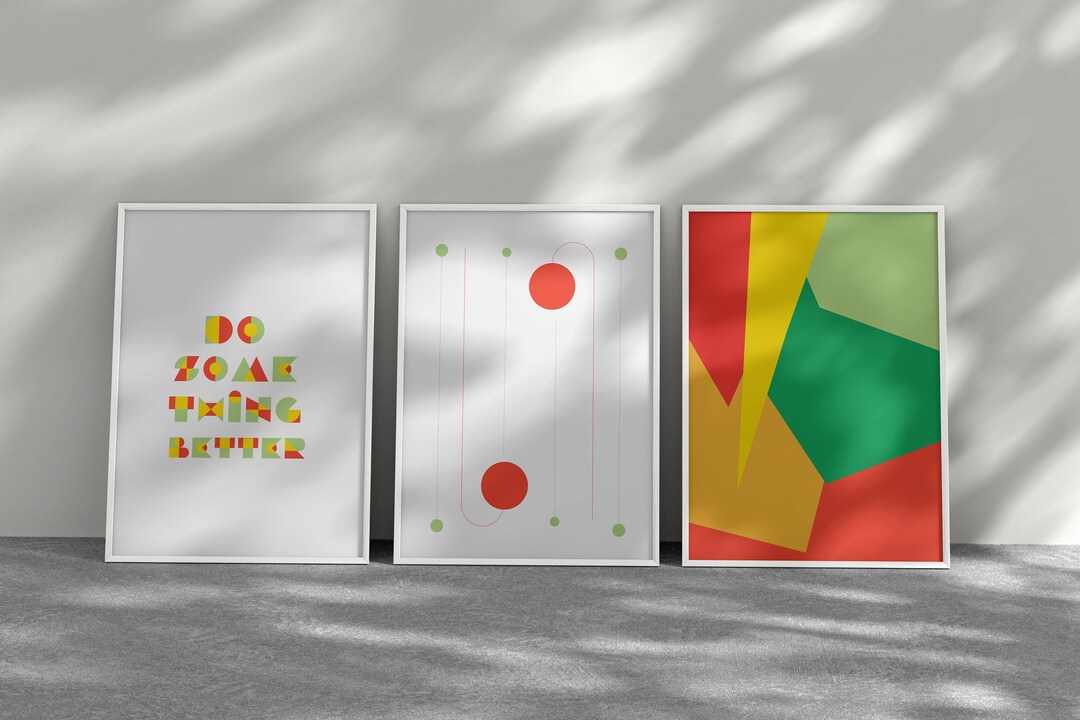 Red Shapes Lines Digital Poster Series - Etsy
