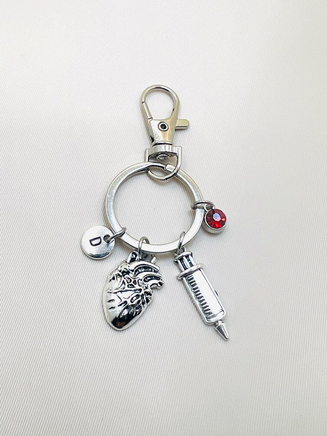 Anatomical Heart and Syringe Keychain, Antique Anatomical Heart and ...