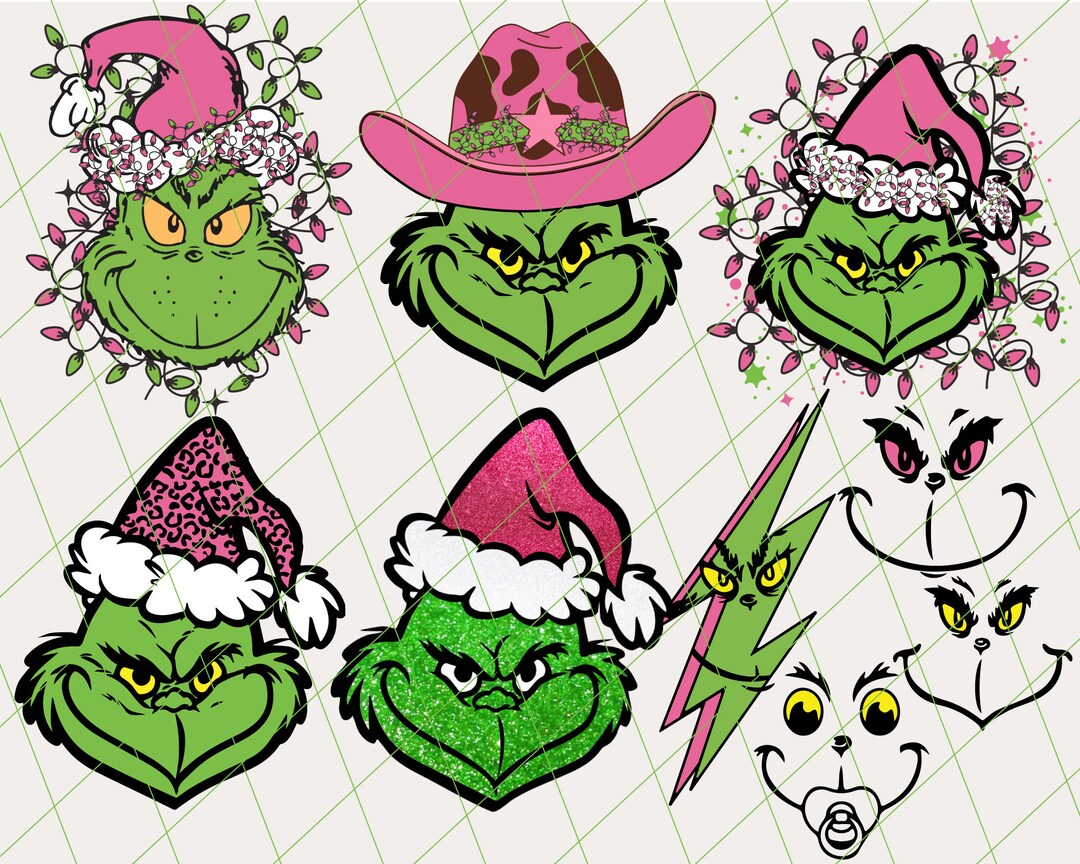 Retro Pink Christmas svg PNG, Grinch face SVG Bundle, Navidad Svg ...