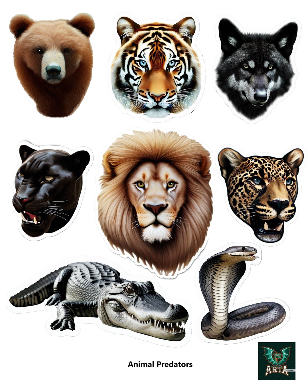 Stiker 8 Pegatinas Animales Peligrosos - Etsy