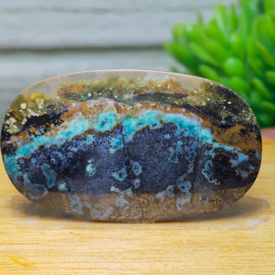 Blue Electric Gemsilica Chrysocolla Cabochon – Vibrant Teal Blue ...