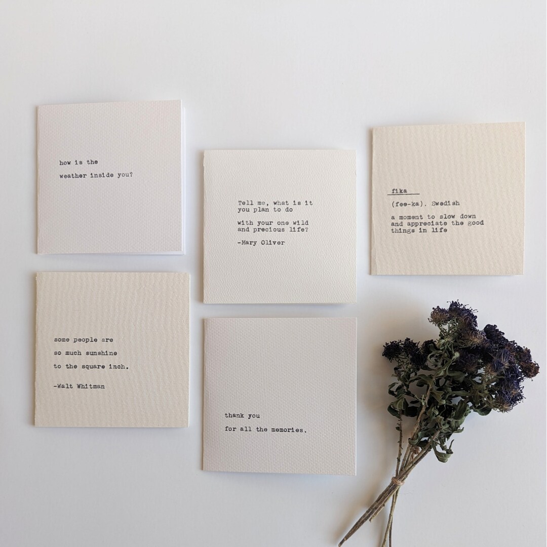 Good Friends Card Set set of 5 small Notecards typewritten miss You ...