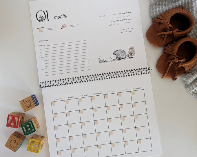 Your First Year Baby Calendar Geometric Shapes Boho Modern Newborn ...