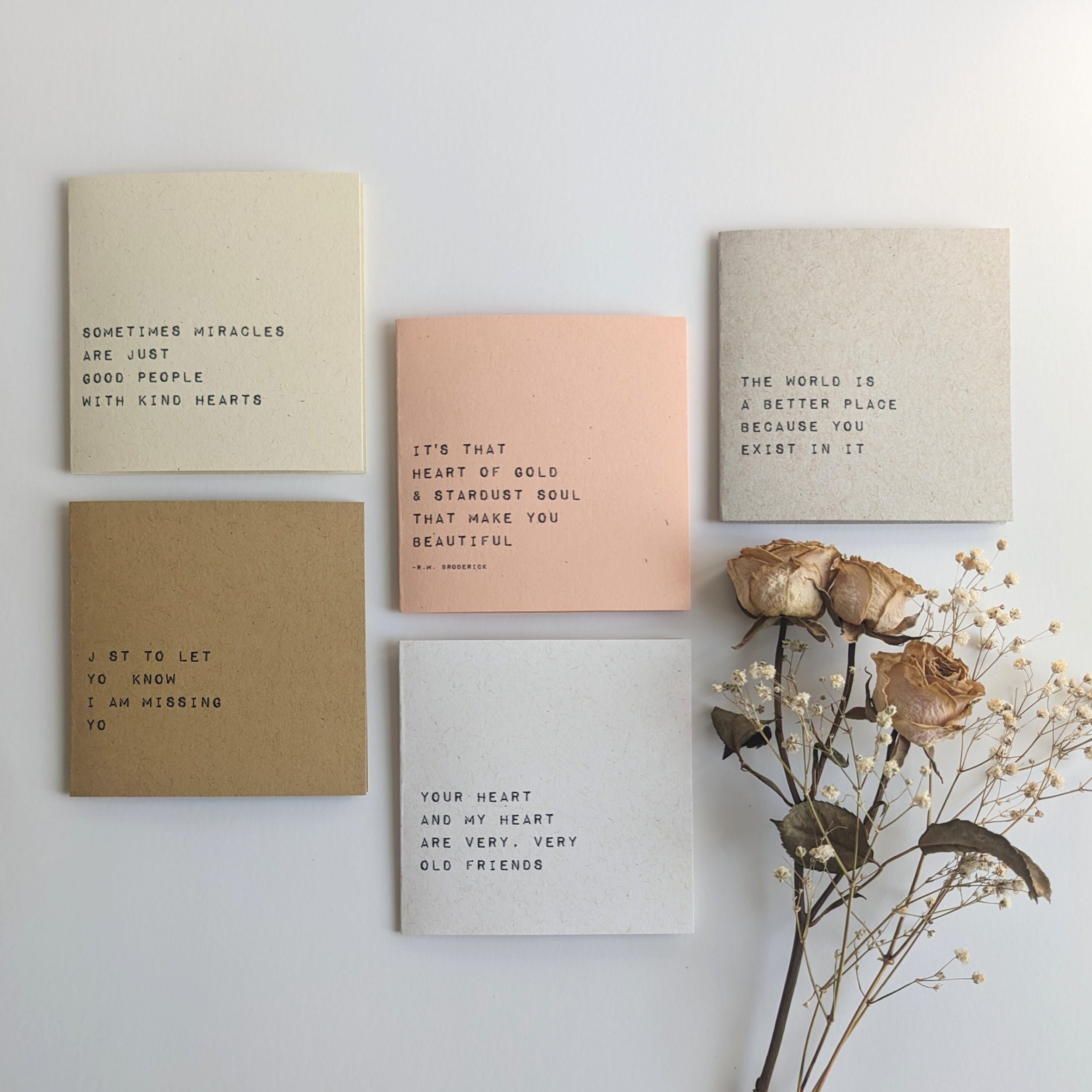 Kindred Hearts Card Set Set of 5 Small Notecards Friends Miss You Thank ...