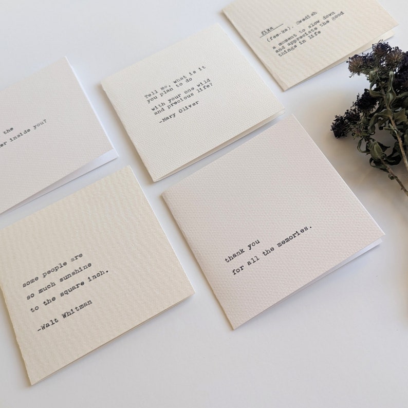 Good Friends Card Set set of 5 small Notecards typewritten miss You ...
