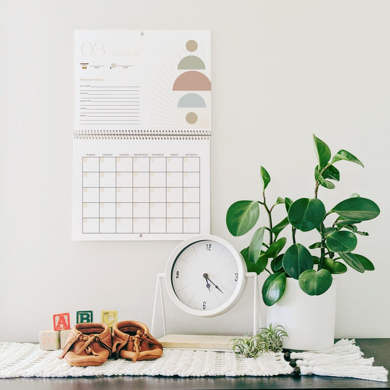 Your First Year Baby Calendar | Geometric Shapes | Boho | Modern ...