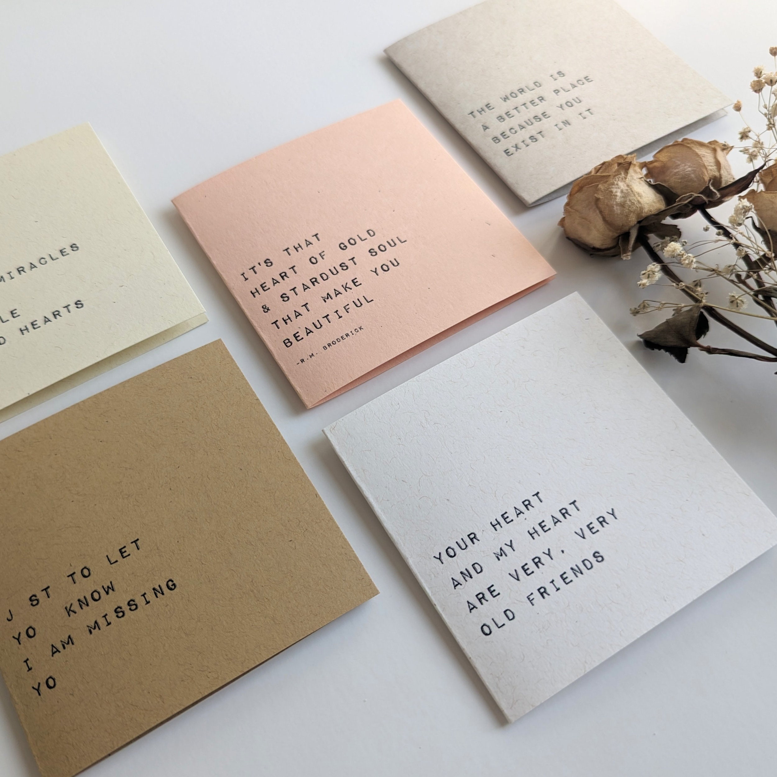 Kindred Hearts Card Set Set of 5 Small Notecards Friends Miss You Thank ...