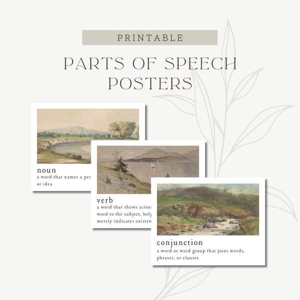 Parts of Speech Posters - Etsy