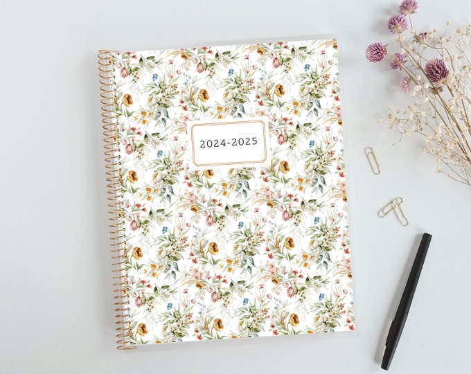 Floral Lesson Planner & Gradebook 2024-2025 | Weekly Layout | Month ...