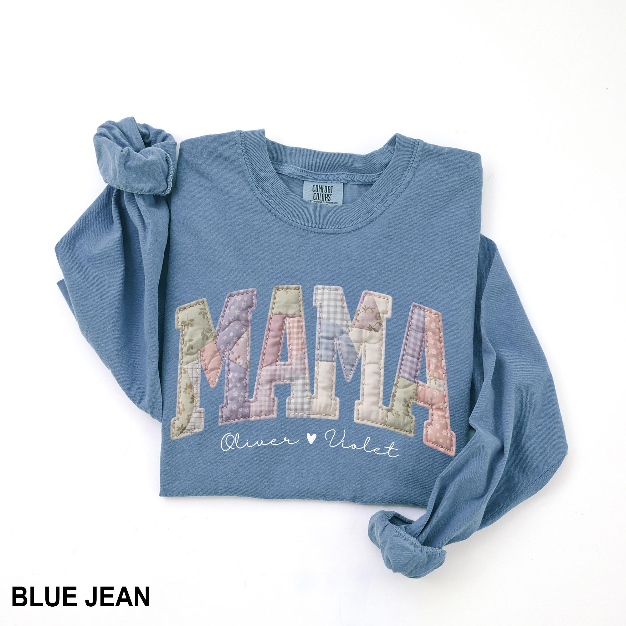 Custom Mama Faux Patchwork Shirt With Kids Names, Personalized ...