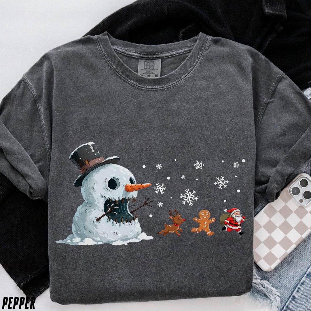 Snowman Running Shirt, Funny Christmas T-shirt, Running Snowman ...